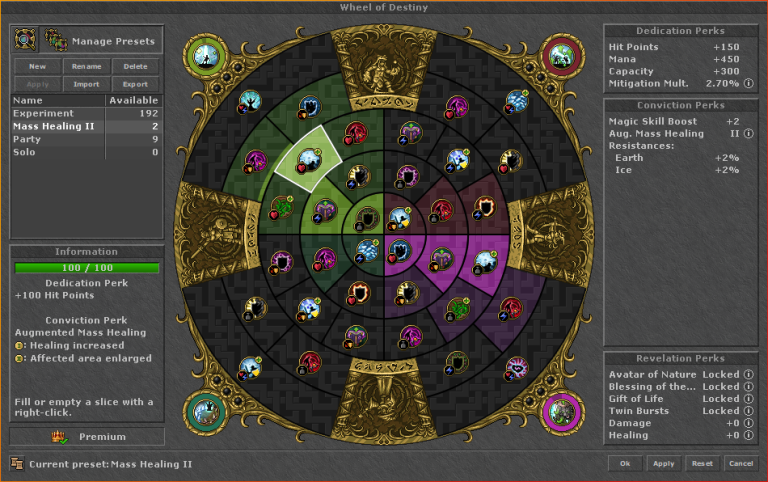 Destiny Wheel Presets - TibiaPedia